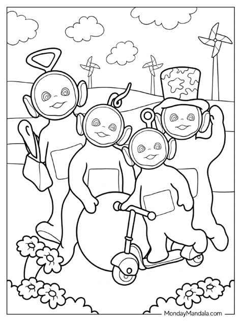 Teletubbies Laa Laa Dipsy Tinky Winky and Po Outdoors With Windmill ...