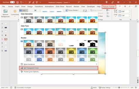 Image result for Set Transparent Color in PowerPoint Single Color in Picture