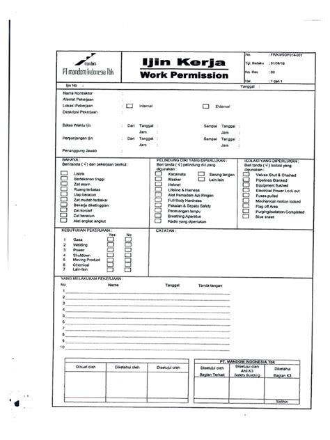 Image result for Work Permit Request Form