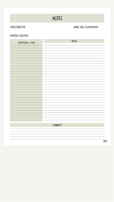 Image result for Structured Notes Printable