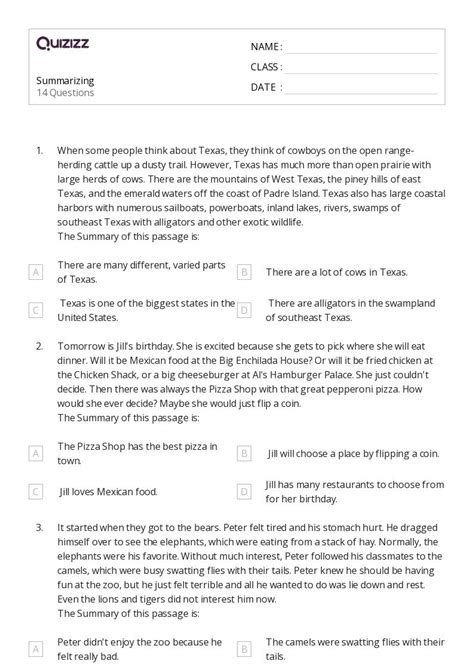 Image result for Printable Summarizing Worksheets