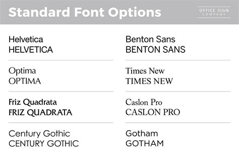 Sign Font Options - Office Sign Company