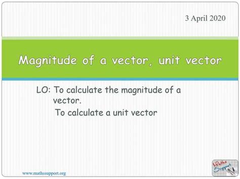 Magnitude of a vector, unit vector by Maths Support Centre | TPT
