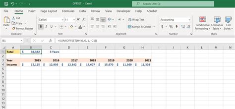 Image result for Offset SUM Function Excel