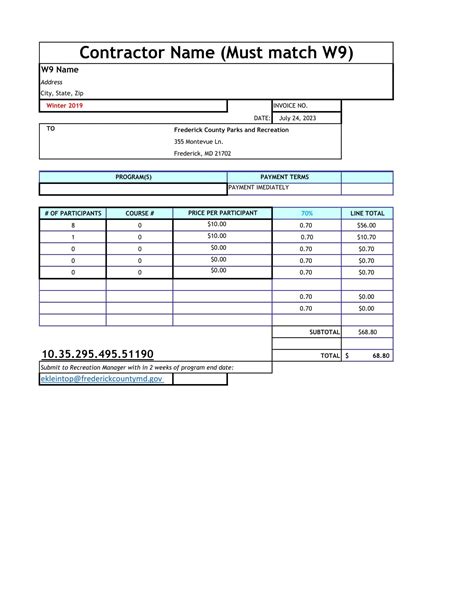 Image result for Free Printable Contractor Invoice Forms