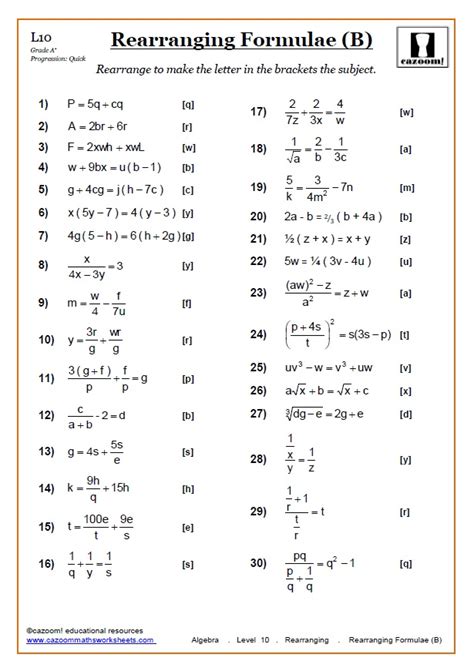 Image result for Rearranging Formula Worksheet with Example