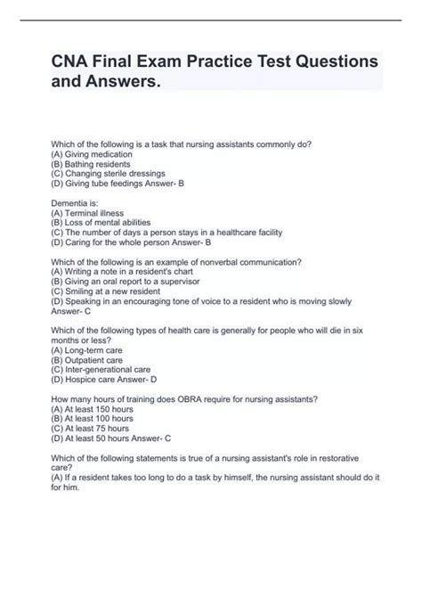 Image result for CNA Test Questions and Answers Explained