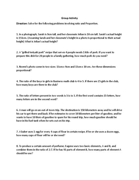 Image result for Proportion Group Activity