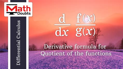 Image result for Differentiation Steps Using Derivative Rule for Quotient Math Site Youtube.com