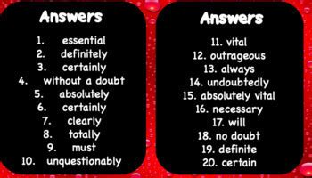 Image result for High Modality Words List