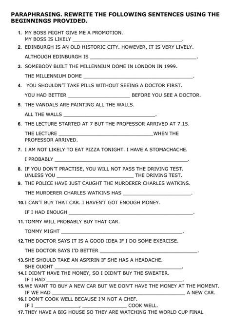 Image result for Paraphrasing Worksheet