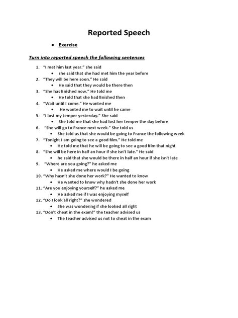 Reported Speech | PDF