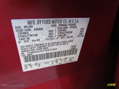 Image result for 2001 Ford Excursion Color Code