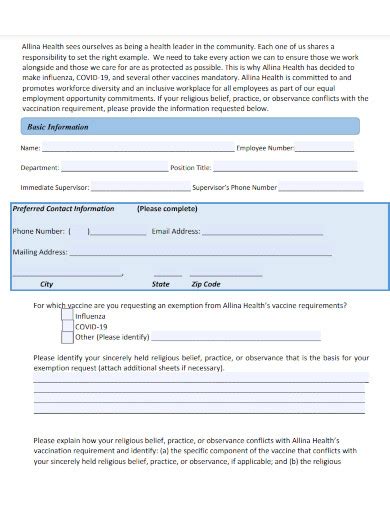 Image result for Answers for Religious Exemption Form