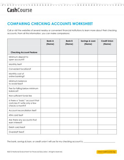 Image result for Checking Account Balance Worksheet