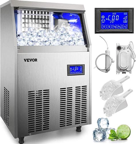 Amazon.com: VEVOR Commercial Ice Maker Machine, 90LBS/24H 33LBS Bin ...