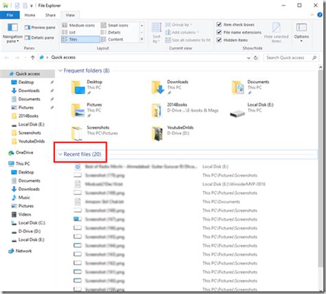 Image result for View Recent Files in File Explorer