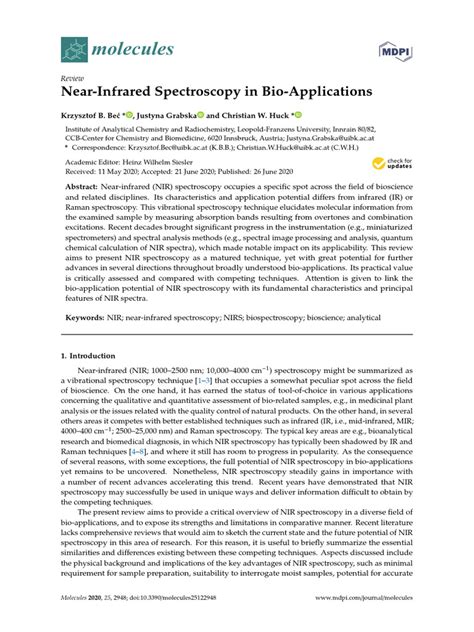 Near-Infrared Spectroscopy in Bio-Applications | PDF | Infrared ...