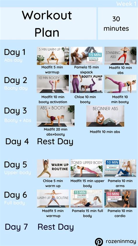 Image result for One Week Workout Plan