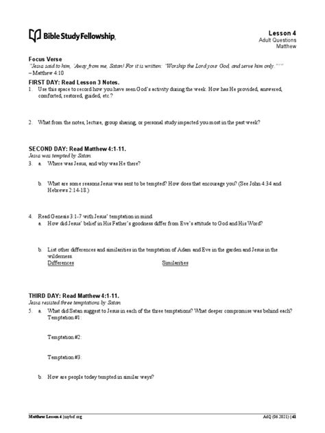 Image result for BSF Matthew Lesson 4 Lecture