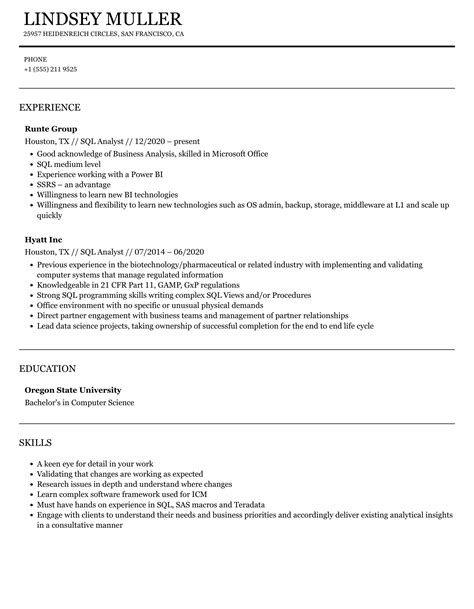 Image result for SQL Ssas Resume Sample