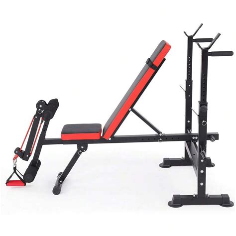 6 In 1 Weight Bench Set With Rack Leg, Adjustable Bench Press Set ...