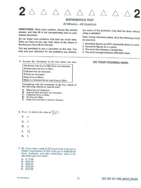 Image result for Act Practice Test PDF Printable