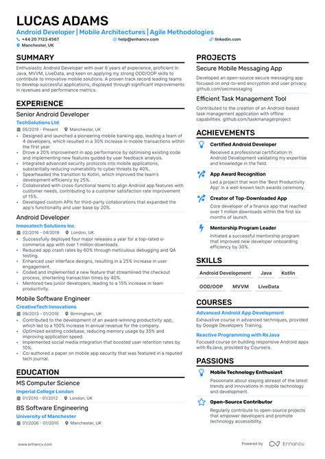 Image result for Android Developer CV