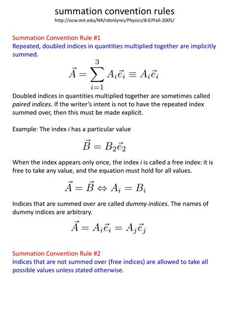 Image result for Continuum Summation Convention Examples