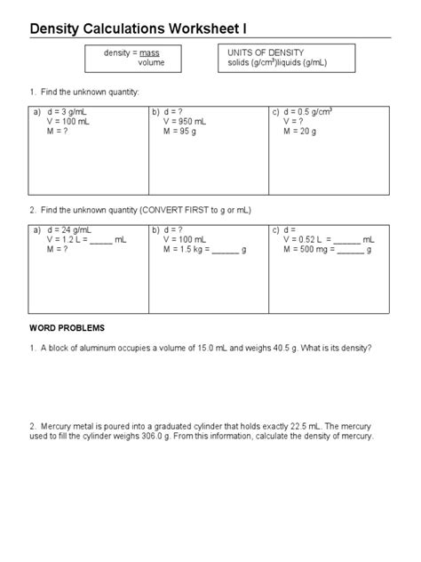 Image result for Calculating Density