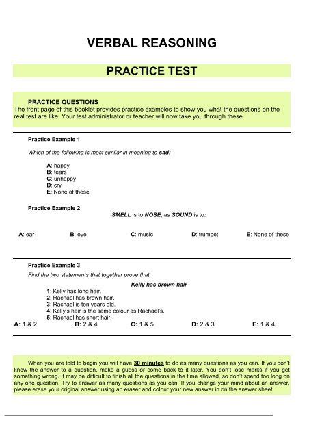 Image result for Verbal Practice Test
