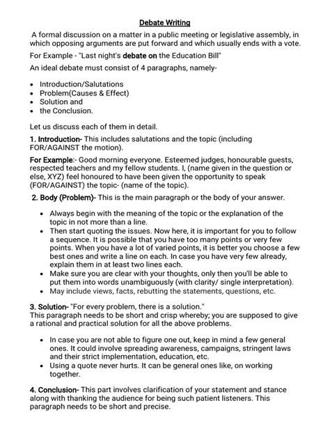 Image result for Debate Writing Class 11 Examples