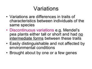 Chapter 19 Heredity Lesson 5 - Discontinuous and Continuous Variation | PPT