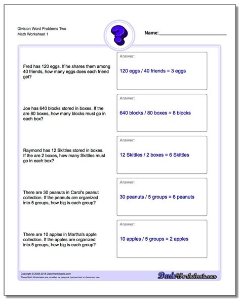 Image result for Simple Division Word Problem