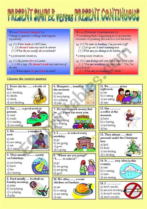 Image result for Present Simple vs Present Continuous Structure