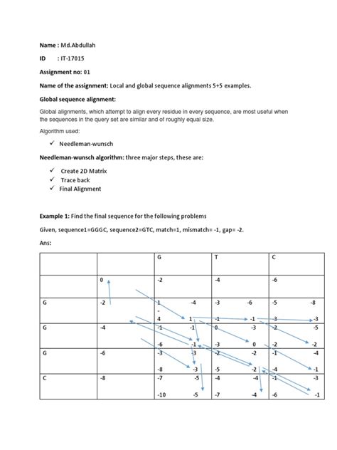 Image result for Global Sequence Alignment Examples