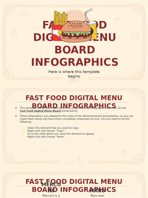 Fast Food Digital Menu Board Infographics by Slidesgo | PDF | Planets ...