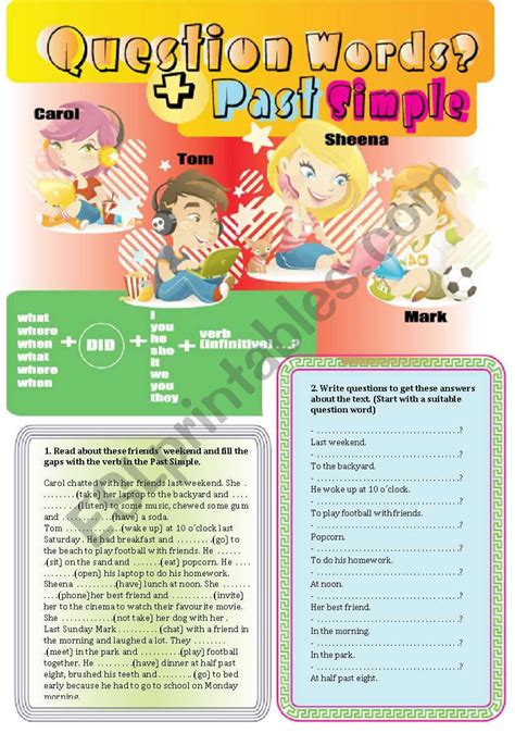 Image result for Question Words Past Simple Explanation