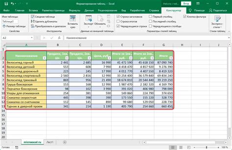 Image result for Excel Table Format