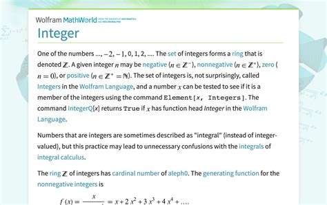 Integer -- from Wolfram MathWorld