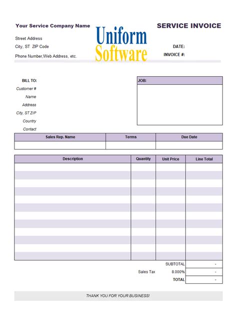 Image result for Example Service Invoice Template