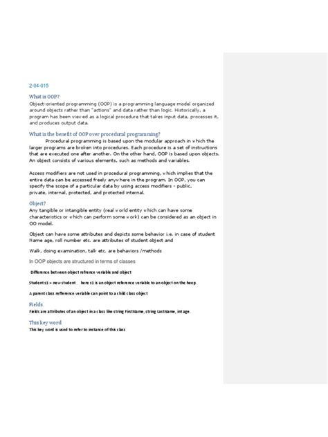 Image result for Object-Oriented Programming PDF Notes