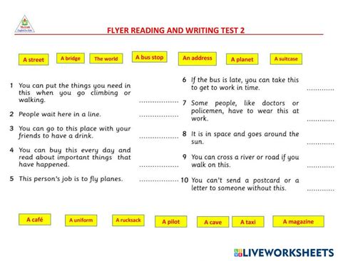 Image result for Flyers Writing Test Sample