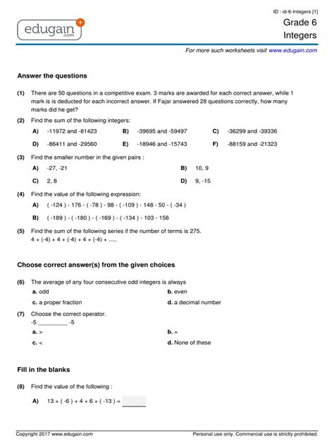 Image result for Math 6 Module On Integers