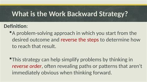 Image result for Problem Solving Work Backward