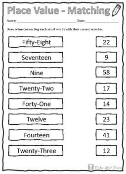 Image result for Place Value Matching Worksheet