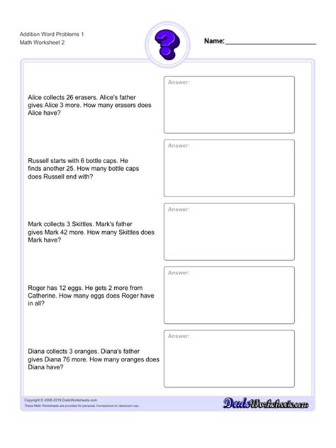 Image result for Basic Math Word Problems Worksheet