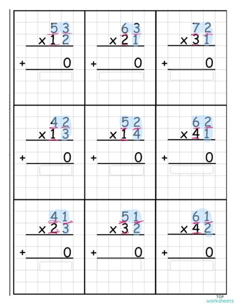 Image result for Double Over Double-Digit Multiplication with Grid Worksheet
