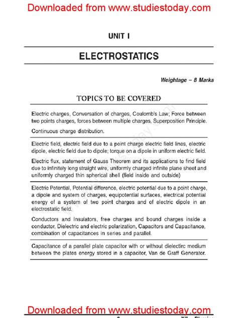 Image result for Physics Electrostatic 12th Class Notes