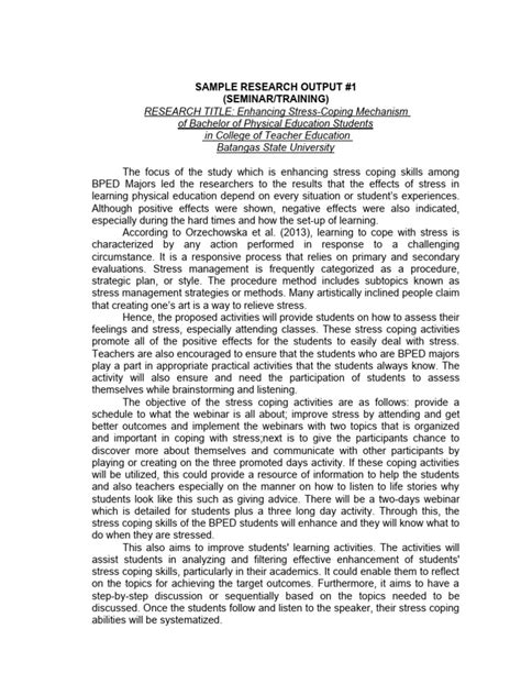 Image result for Research Output Sample